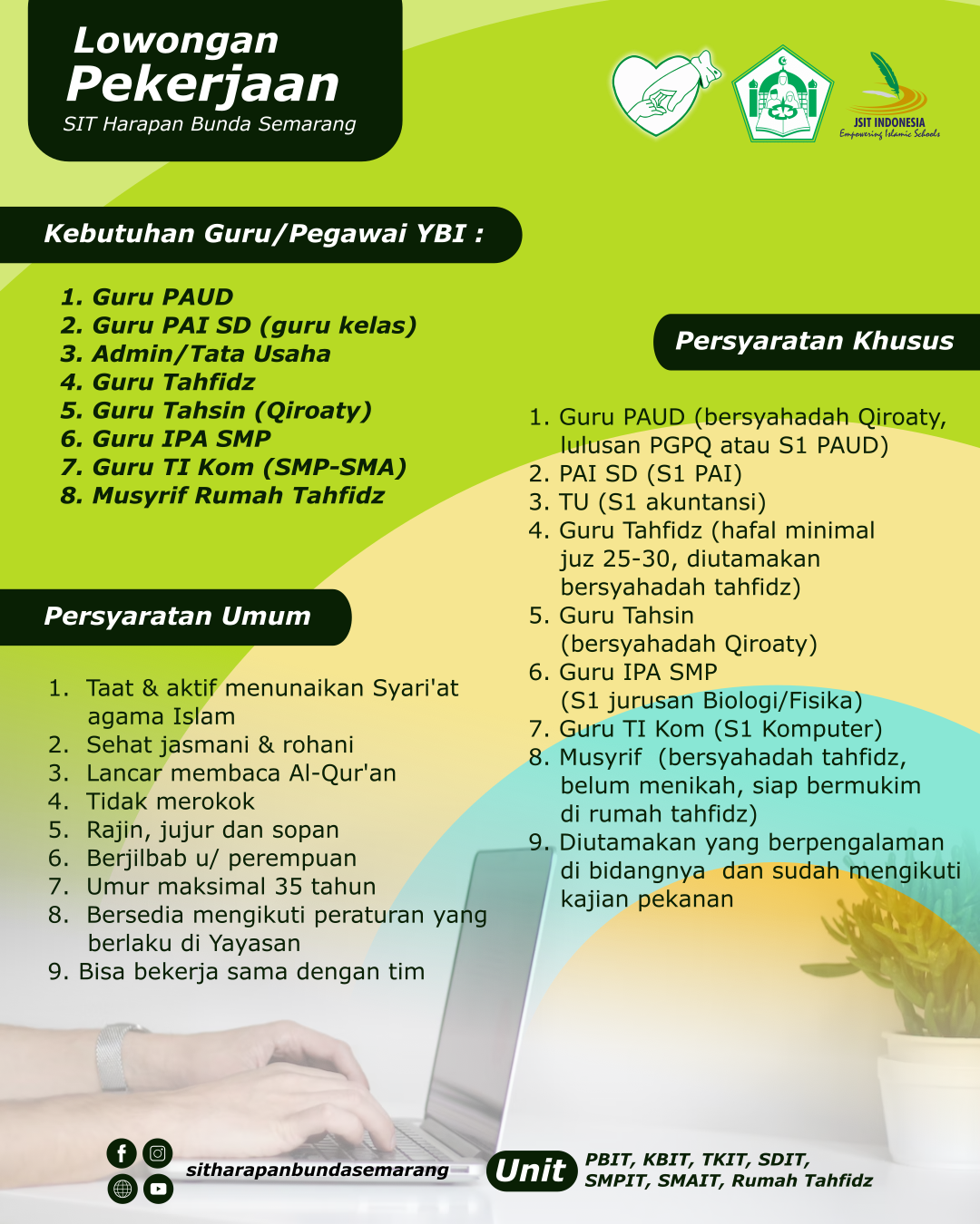 Lowongan Guru dan Karyawan - SIT Harapan Bunda